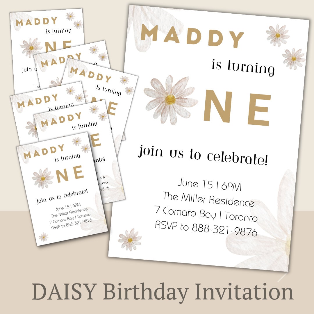 Daisy Invitation Card | Daisy Birthday Invite | Digital Party Invite ...