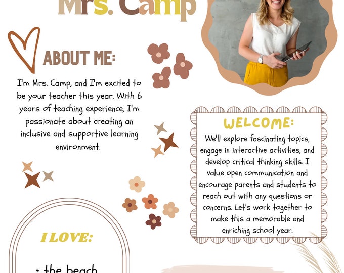 Meet the Teacher Template | Editable Teacher Printable | Boho Meet Your ...
