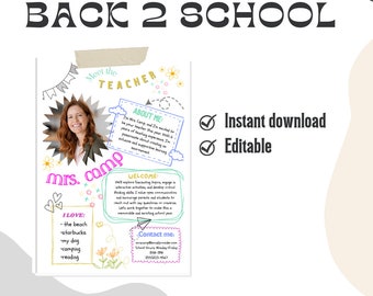 Meet the Teacher Template, Editable Teacher Printable, Doodle Meet the ...