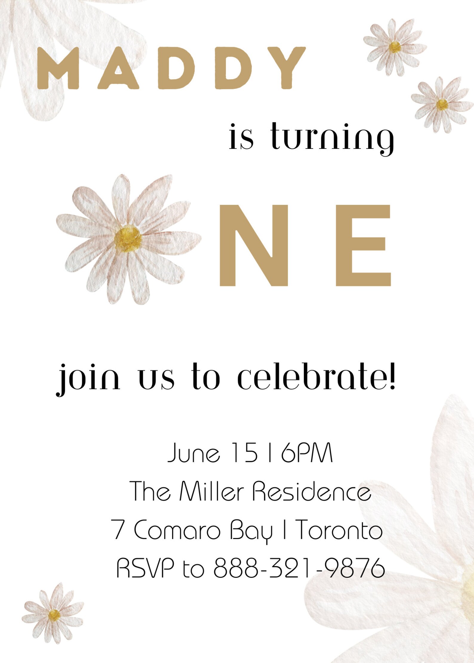 Daisy Invitation Card | Daisy Birthday Invite | Digital Party Invite ...