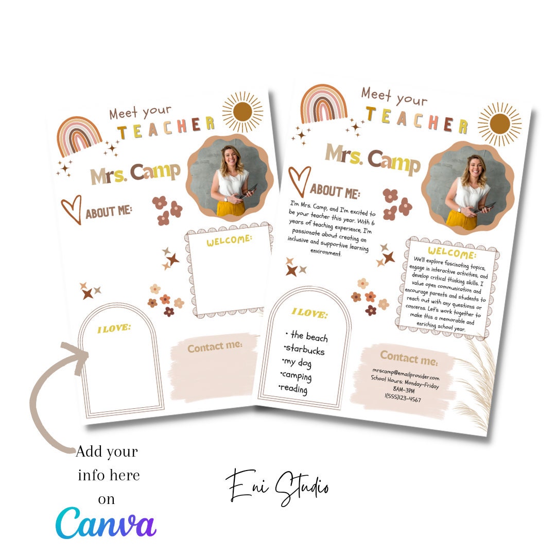 Meet the Teacher Template | Editable Teacher Printable | Boho Meet Your ...