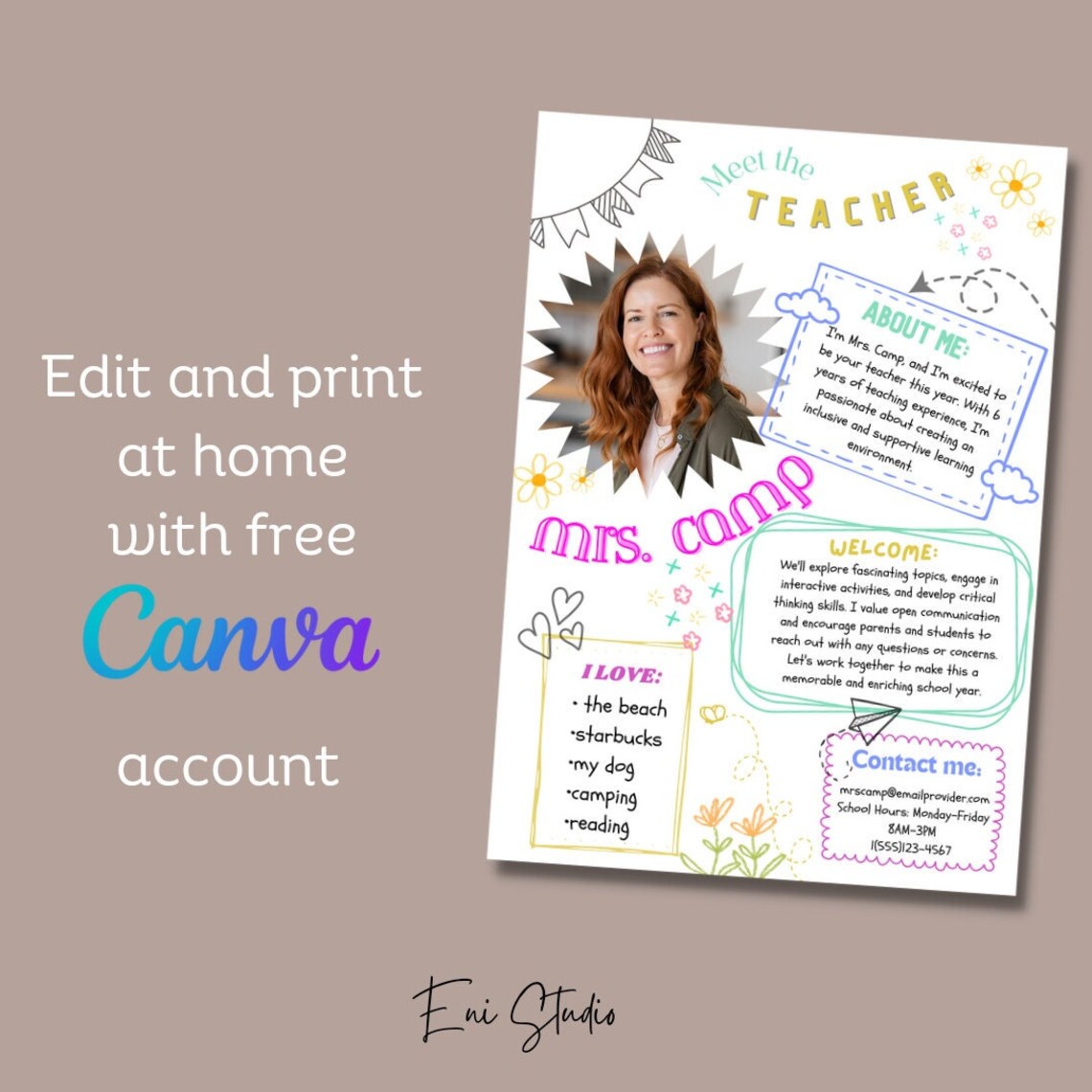 Meet the Teacher Template, Editable Teacher Printable, Doodle Meet the ...