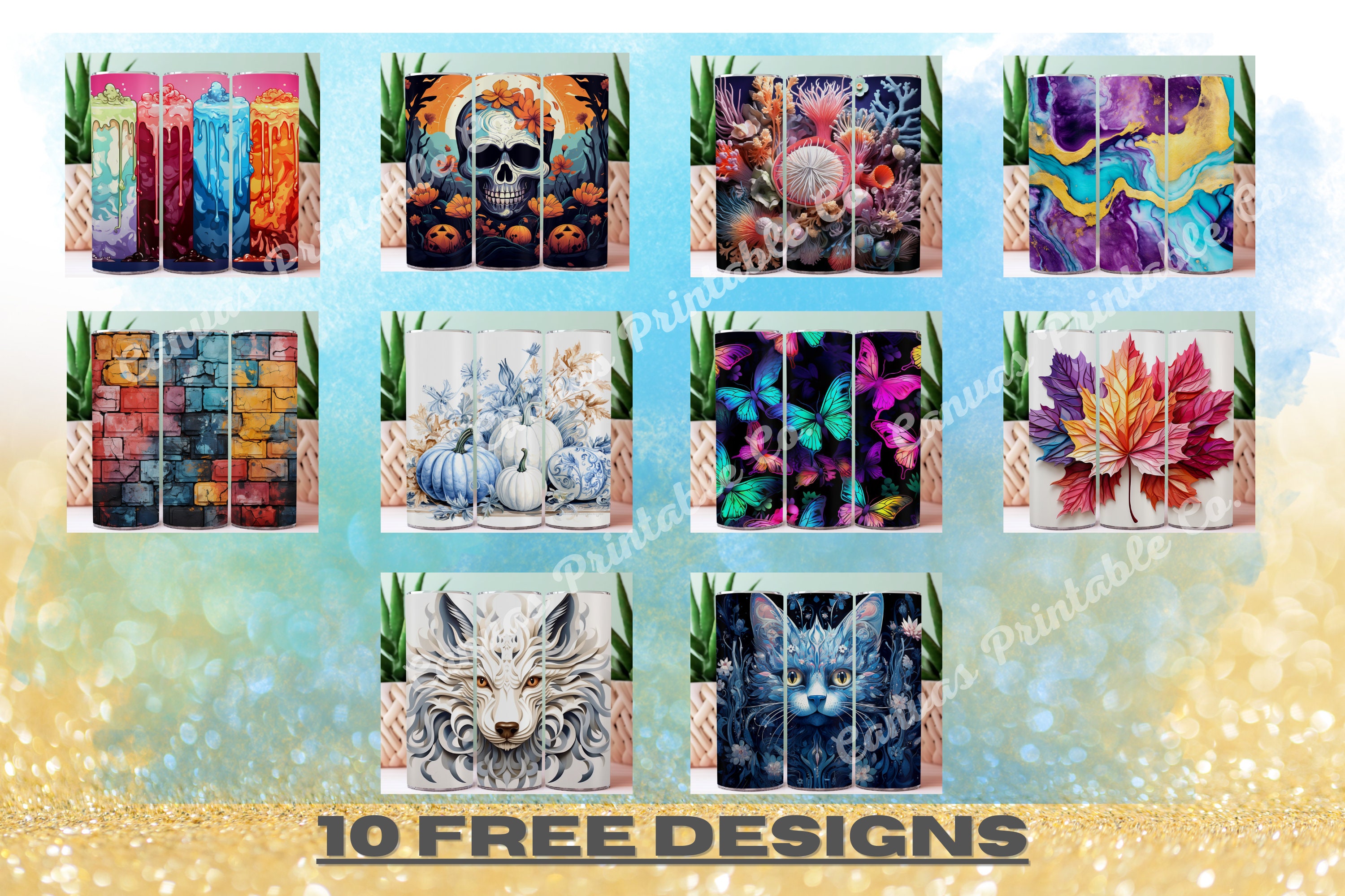 3D Red Gold Poinsettia Tumbler Wrap Sublimation 20oz Skinny Straight ...