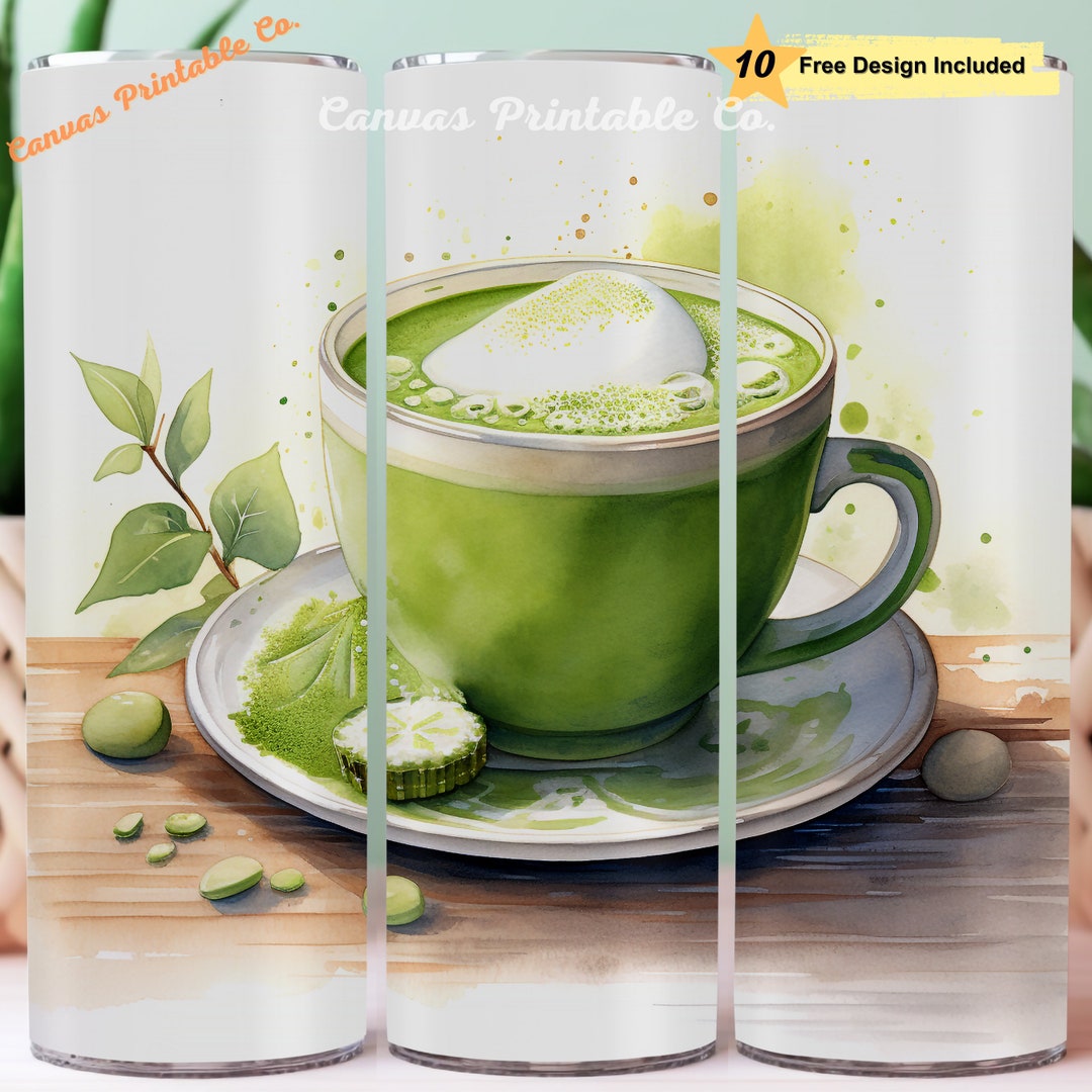 Hot Matcha Latte Tumbler Wrap Sublimation 20oz Skinny Straight Tumble ...