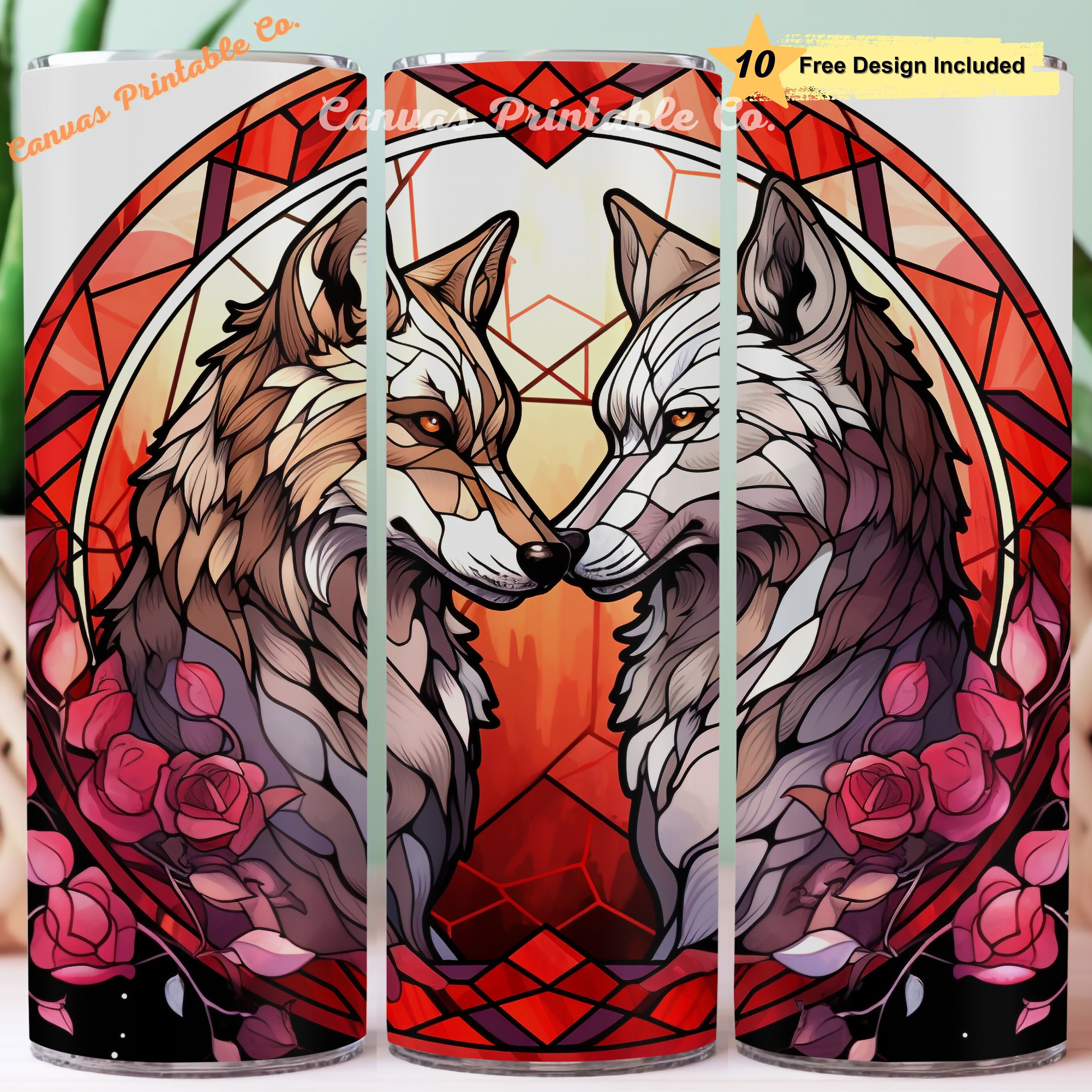 Love Wolf Tumbler Wrap Sublimation 20oz Skinny Straight Tumble ...