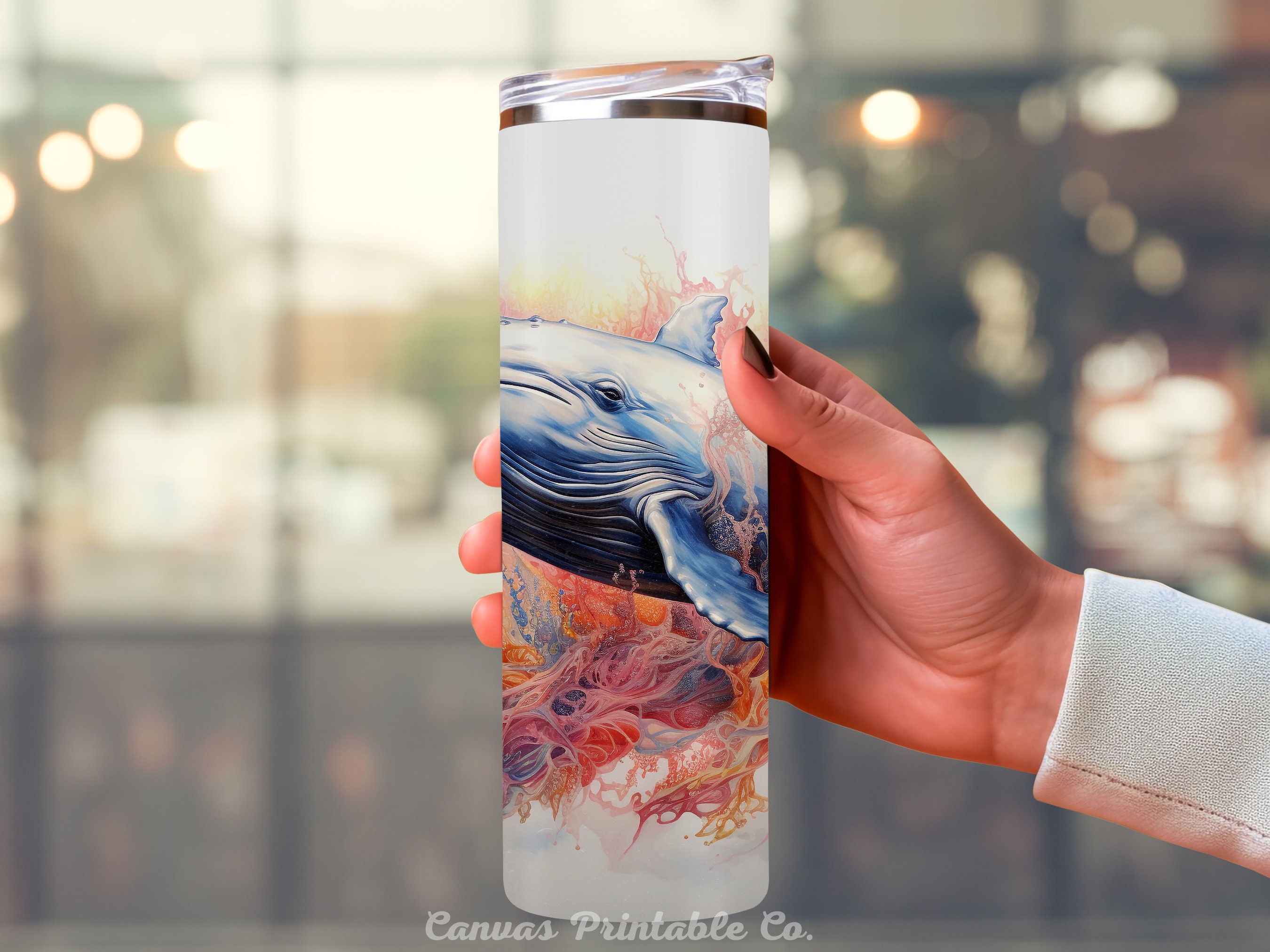 Whale Tumbler Wrap Sublimation 20oz Skinny Straight Tumble Sea Creature ...