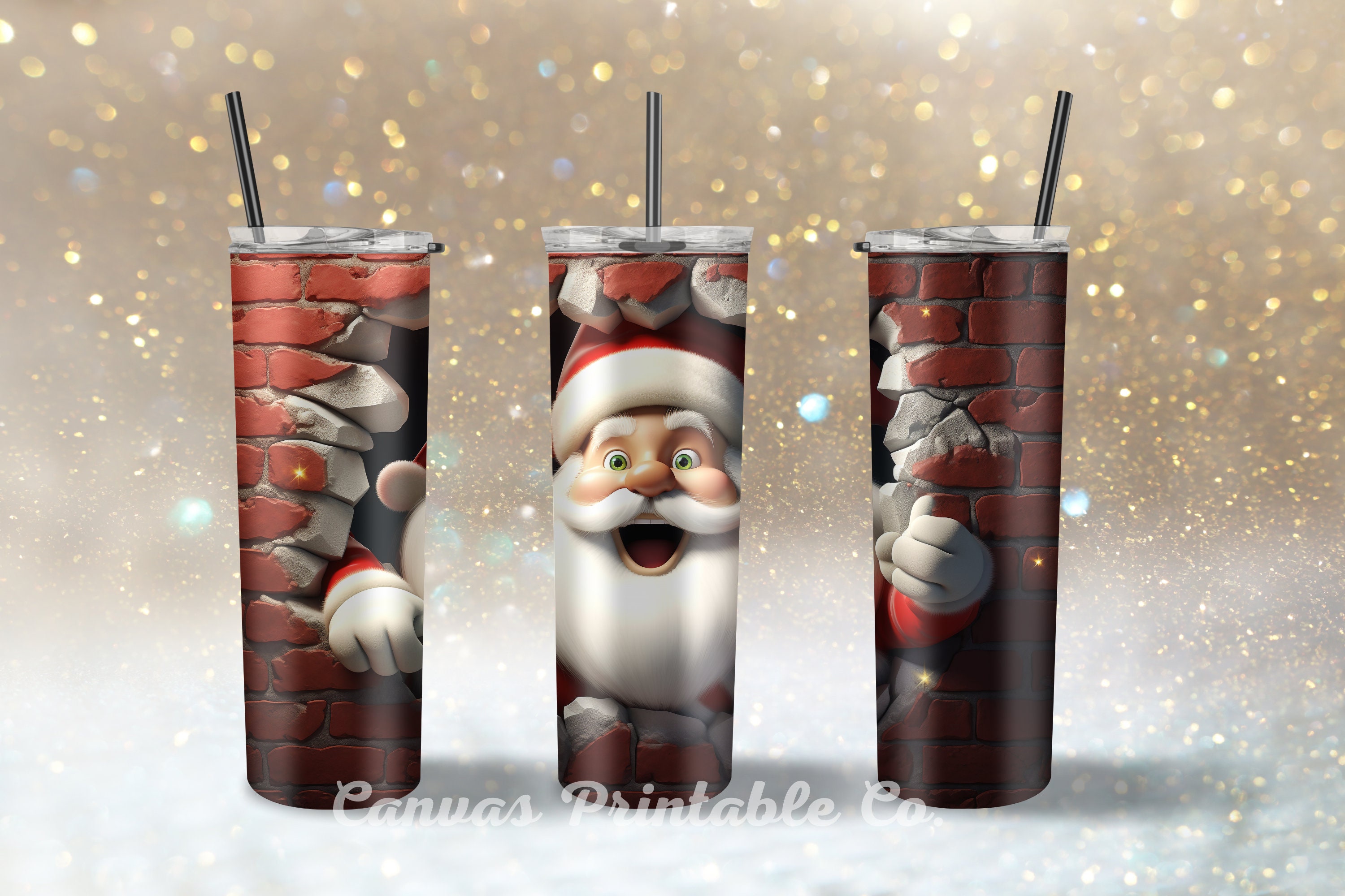 3D Christmas Tumbler Wrap Sublimation 20oz Skinny Straight Tumble 3D ...
