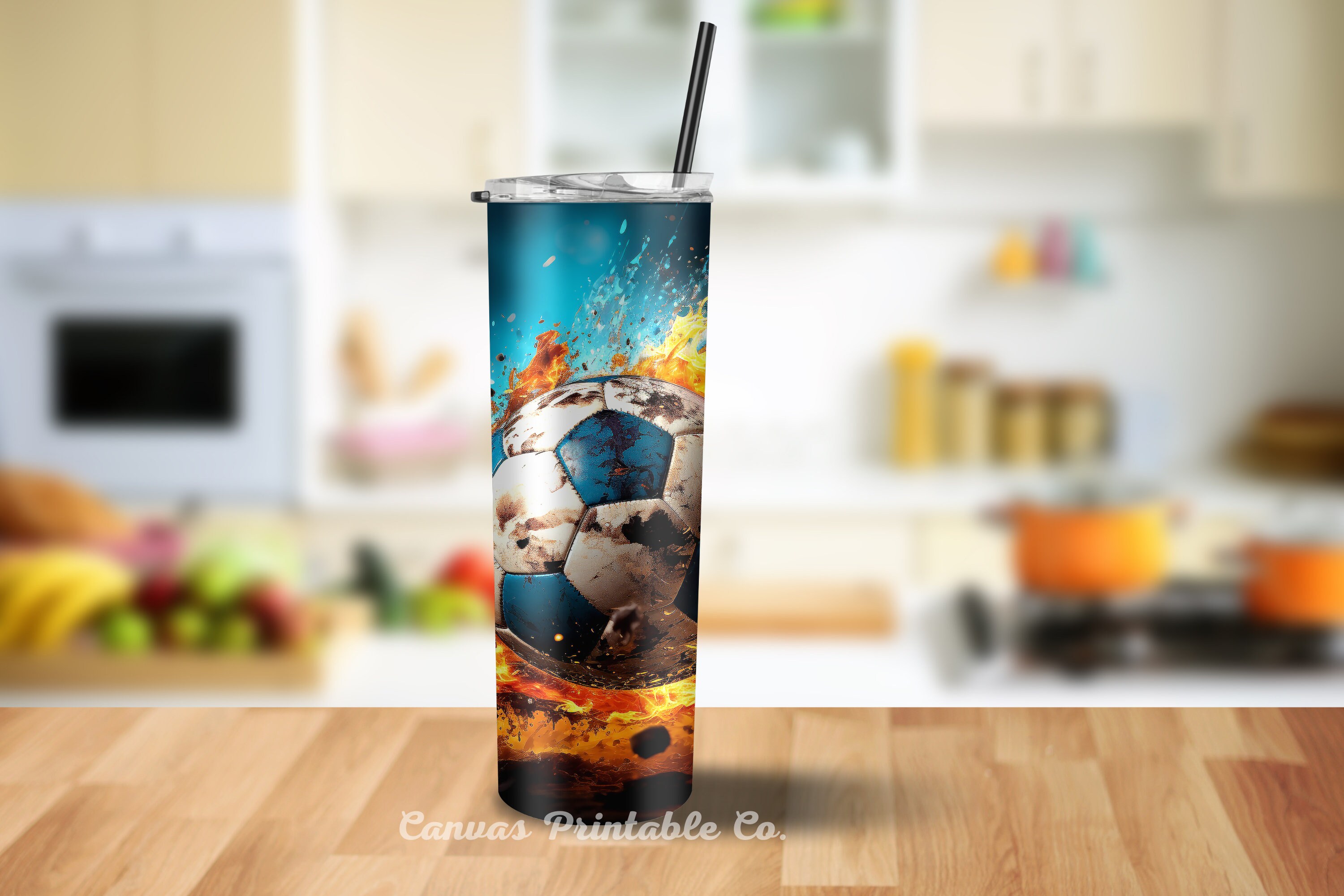 Soccer Ball Tumbler Wrap Sublimation 20oz Skinny Straight Tumble 3D ...