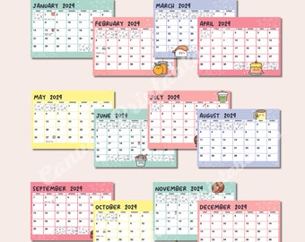 Printable Calendars 2024 Editable Cute Cat Calendars 2024 Kids ...