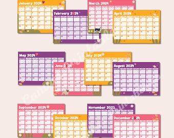 Printable Calendars 2024 Editable Cute Cat Calendars 2024 Kids ...