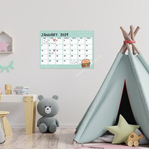 Cute Food Printable Calendars 2024 Editable Cute Food Calendars 2024 ...