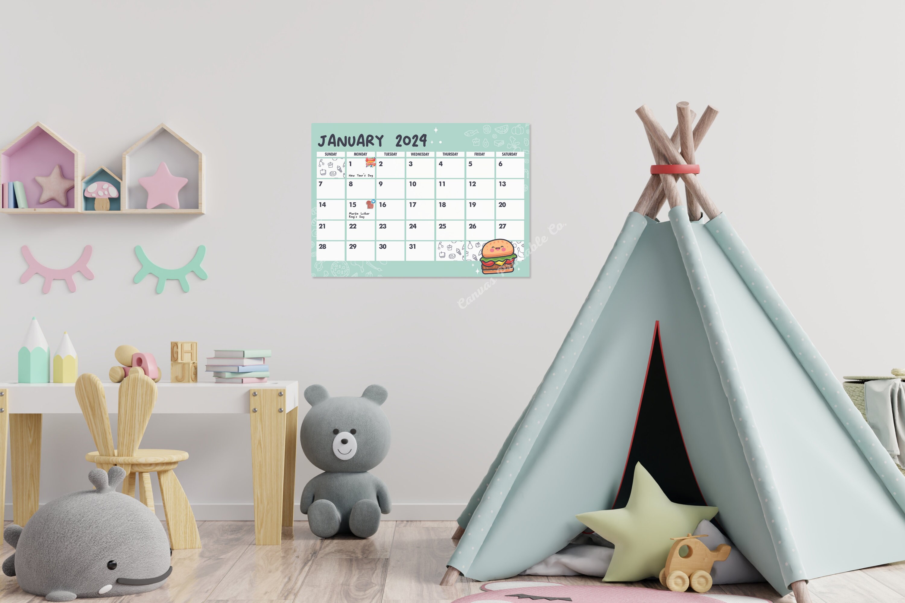 Cute Food Printable Calendars 2024 Editable Cute Food Calendars 2024 ...