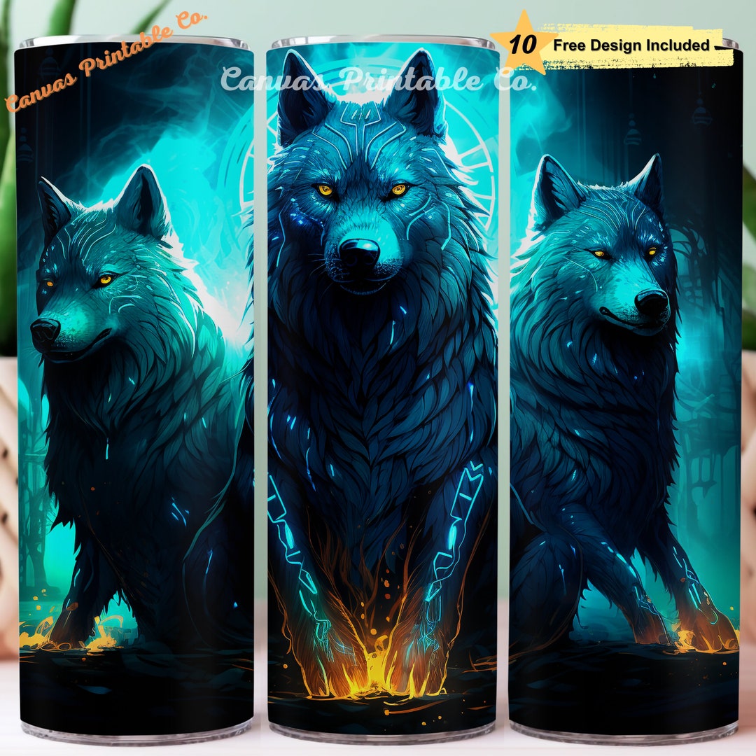 Fantasy Wolves Tumbler Wrap Sublimation 20oz Skinny Straight Tumble 3D ...