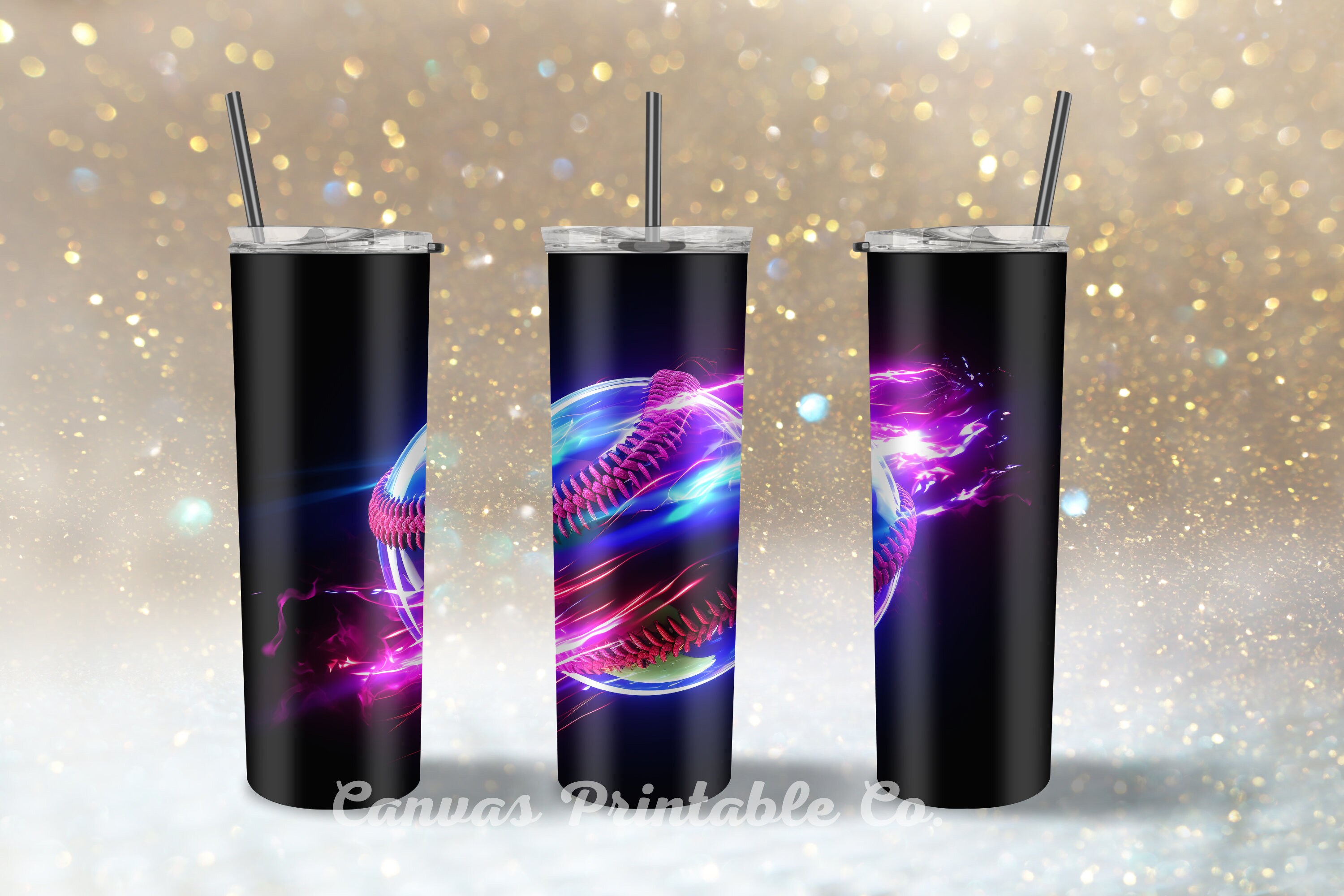 3D Baseball Tumbler Wrap Sublimation 20oz Skinny Straight Tumbler Neon ...
