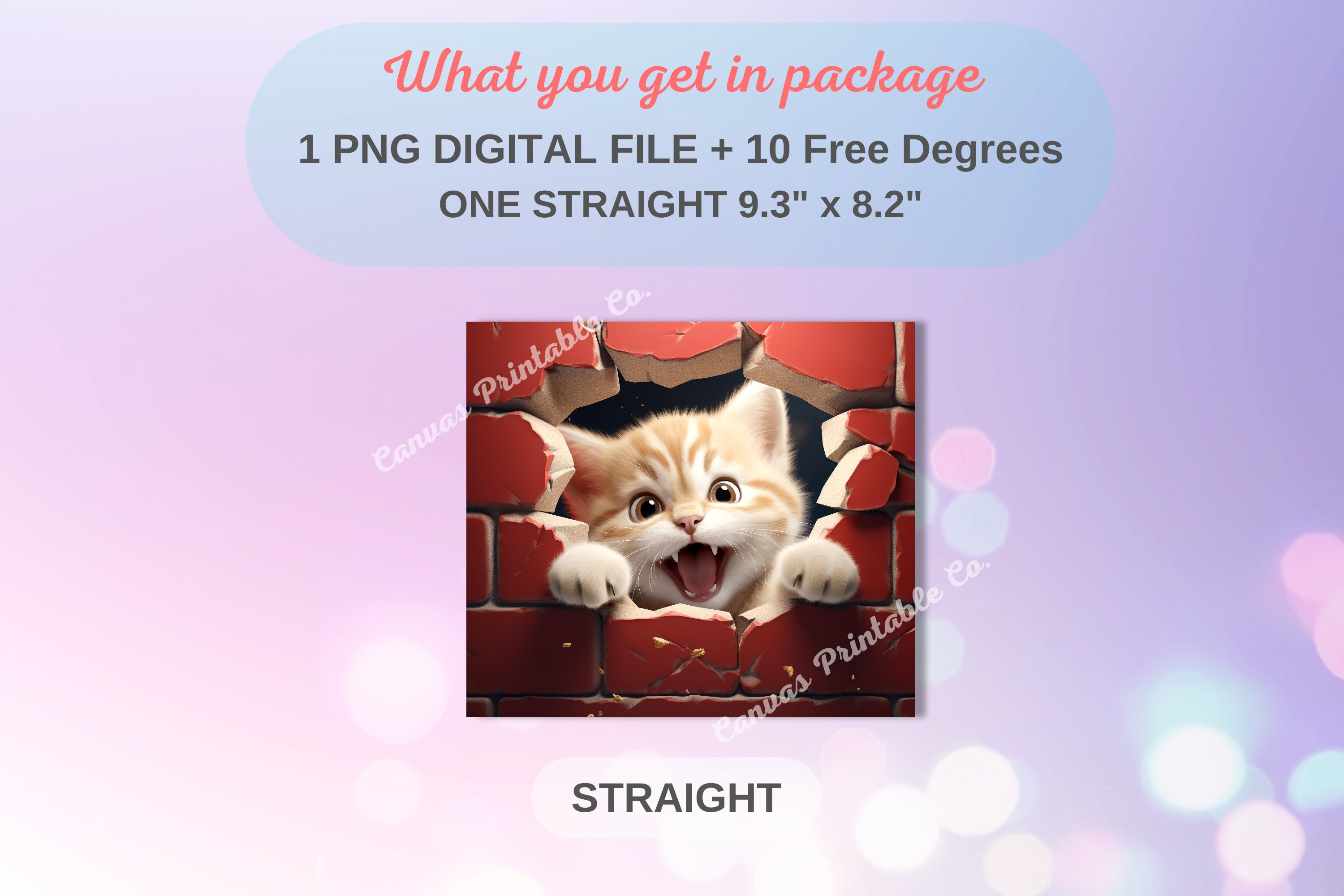 3D Baby Cat Tumbler Wrap Sublimation 20oz Skinny Straight Tumble 3D Kitten Baby Cat Breakout Red ...