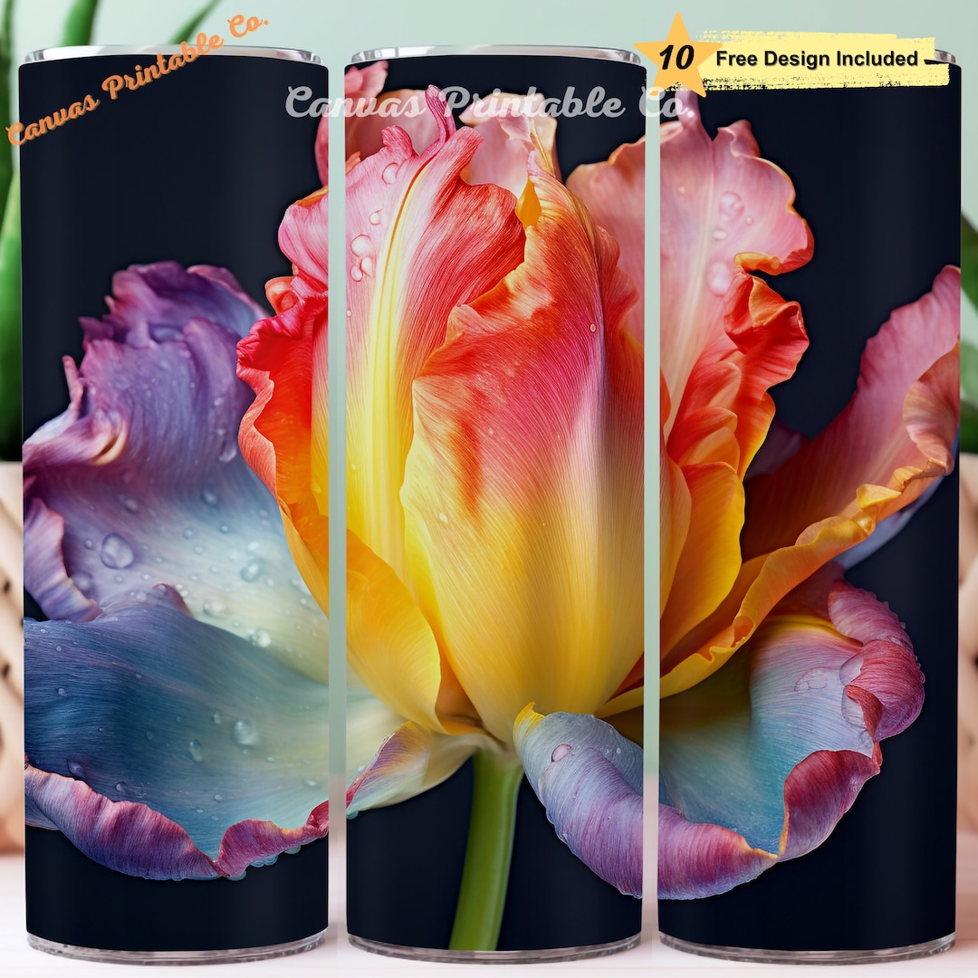 Rainbow Tulip Tumbler Wrap Sublimation 20oz Skinny Straight Tumble ...