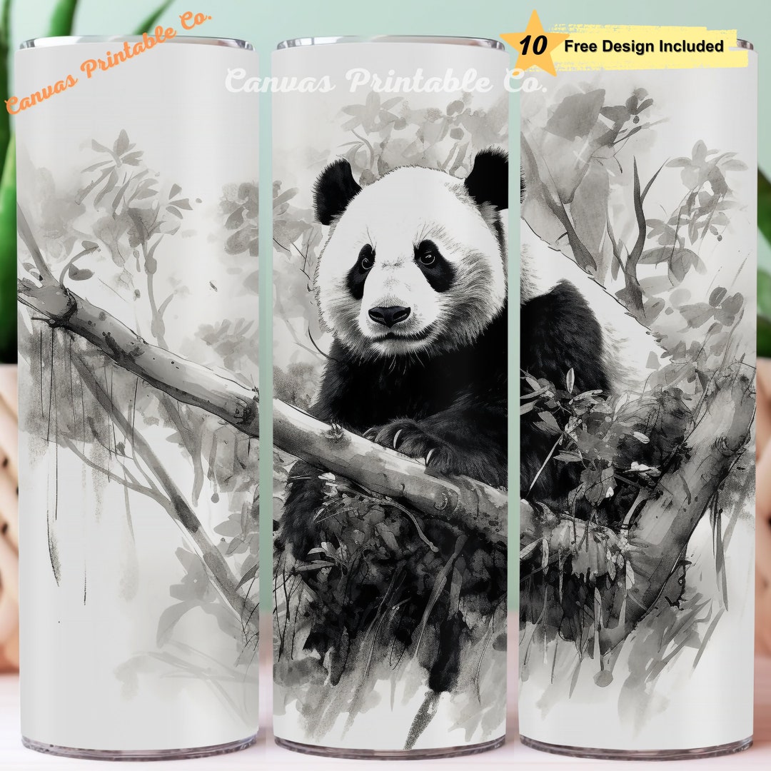 Panda Tumbler Wrap Sublimation 20oz Skinny Straight Tumble Black White ...