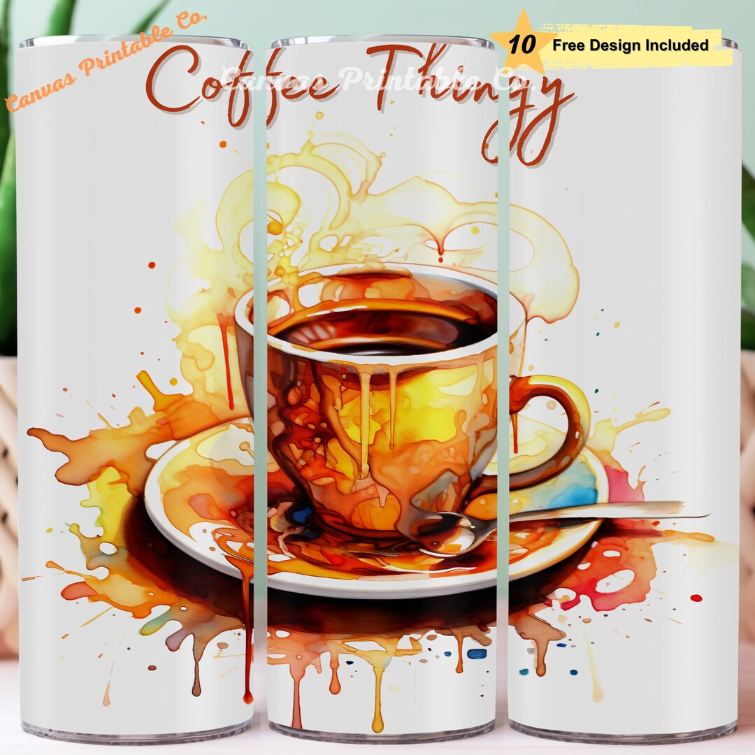 Coffee Thingy Tumbler Wrap Sublimation 20oz Skinny Straight Tumble ...