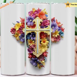 3D Gold Red Cross Tumbler Wrap Sublimation 20oz Skinny Straight Tumble ...
