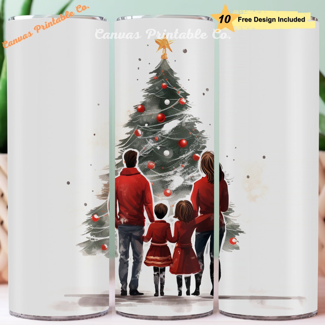 Christmas Tree Family of 4 Tumbler Wrap Sublimation 20oz Skinny ...