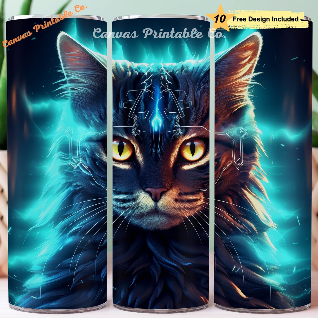 Fantasy Cat Tumbler Wrap Sublimation 20oz Skinny Straight Tumble 3D ...