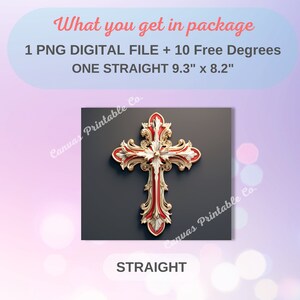 3D Gold Red Cross Tumbler Wrap Sublimation 20oz Skinny Straight Tumble ...