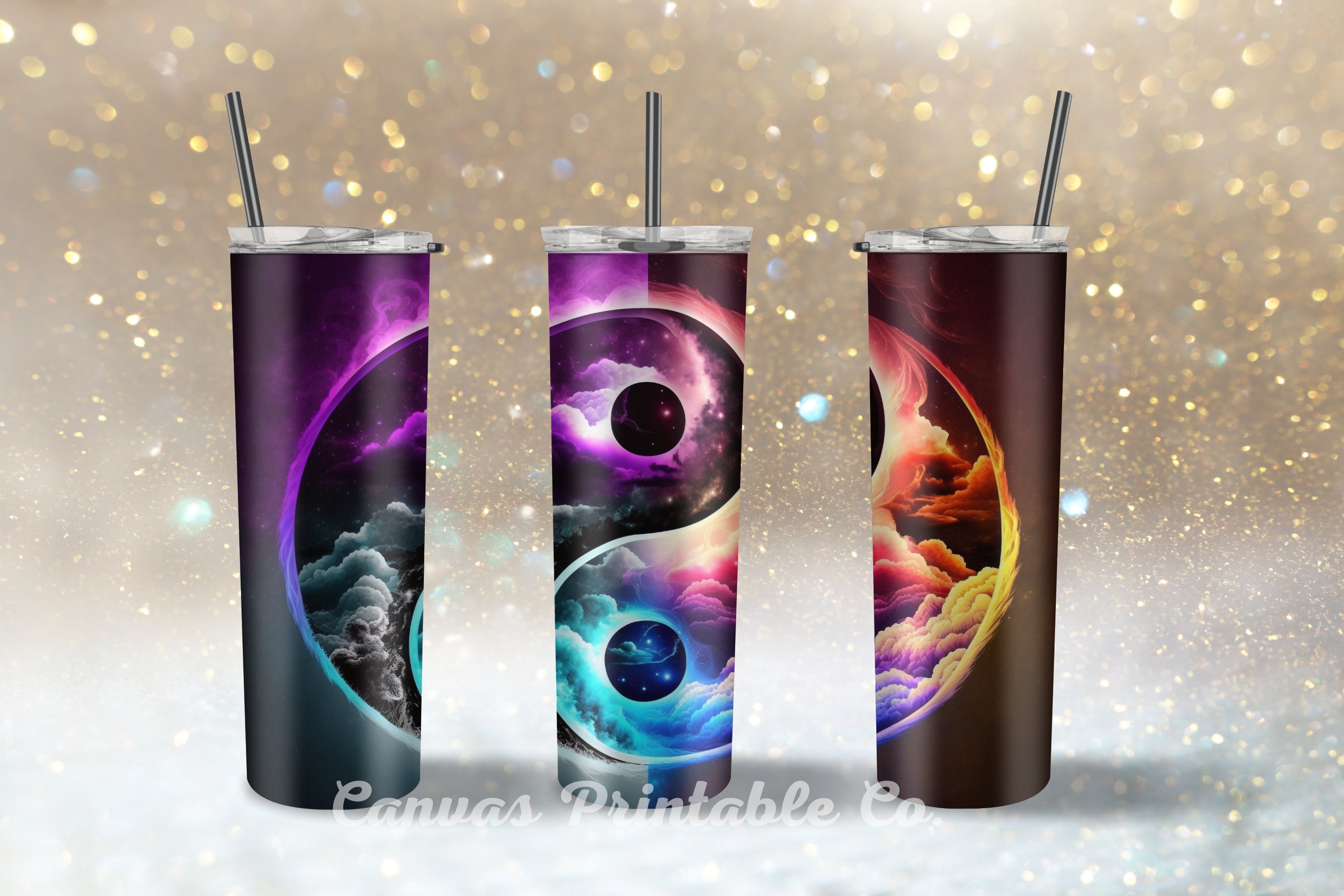 Yin Yang Tumbler Neon Sublimation 20oz Skinny Straight Neon Tumbler ...