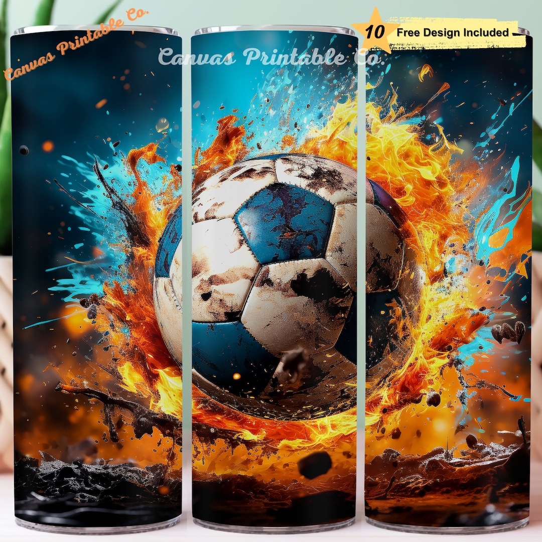 Soccer Ball Tumbler Wrap Sublimation 20oz Skinny Straight Tumble 3D ...