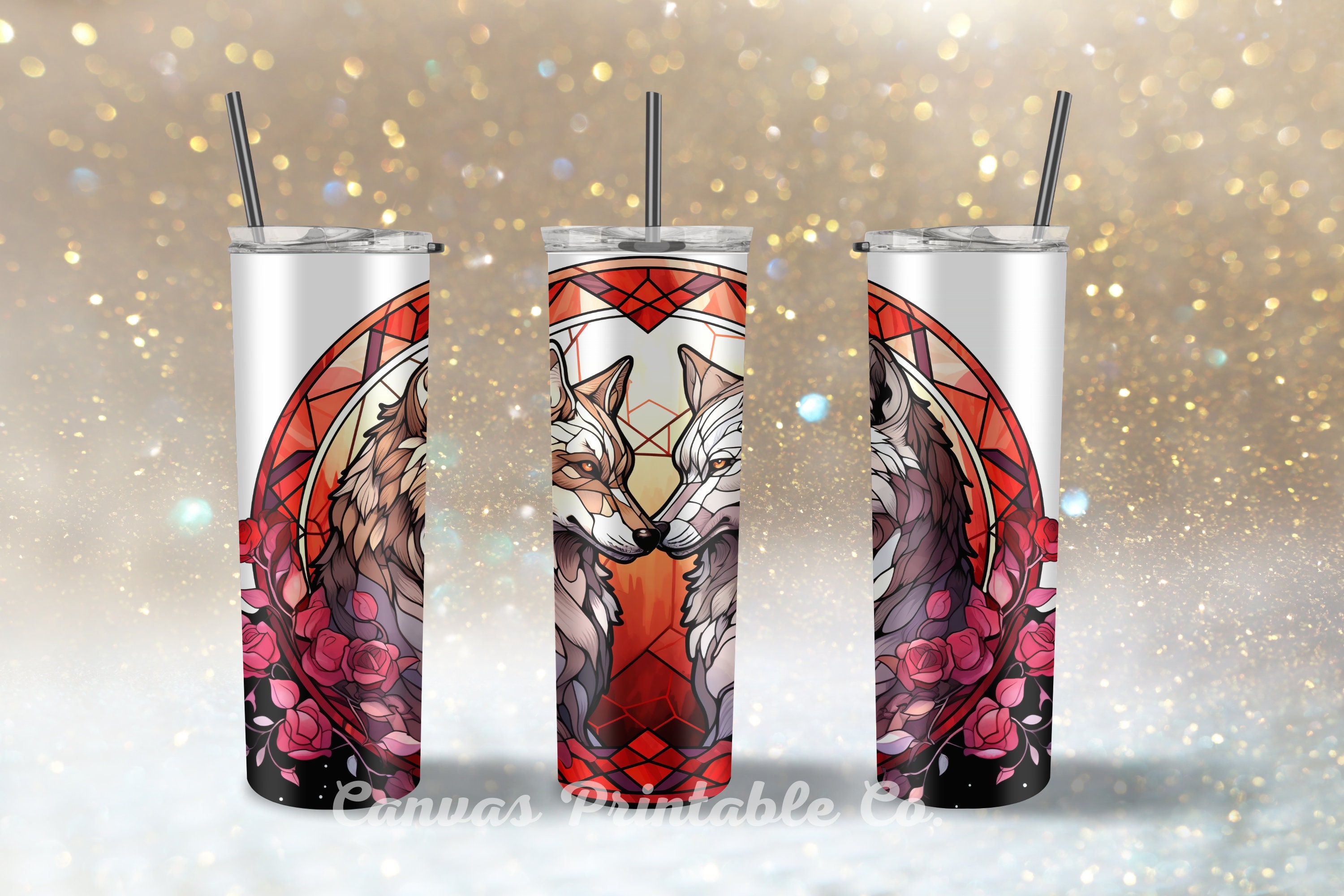 Love Wolf Tumbler Wrap Sublimation 20oz Skinny Straight Tumble ...