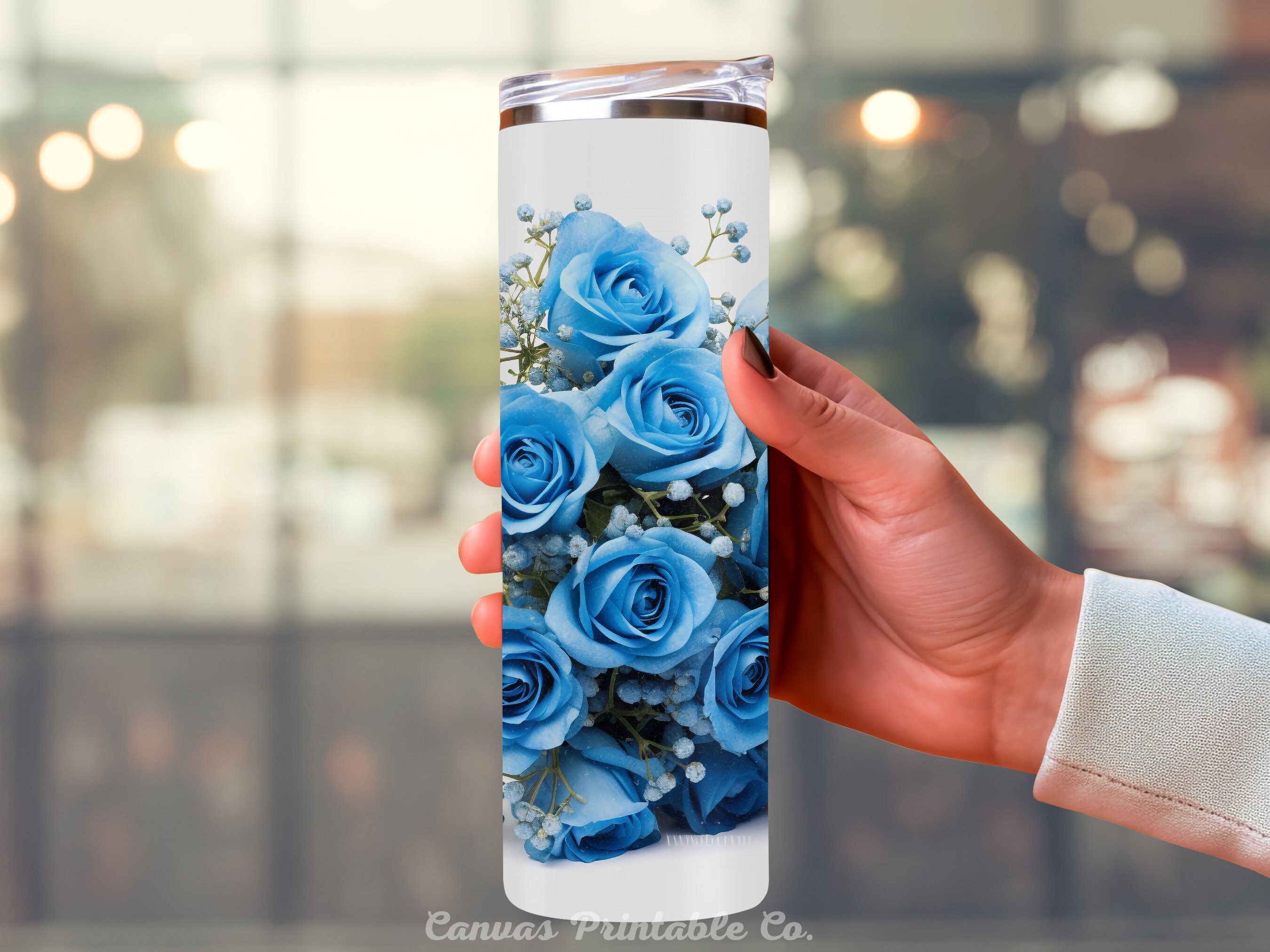 3D Blue Roses Tumbler Wrap Sublimation 20oz Skinny Straight Tumble 3D ...