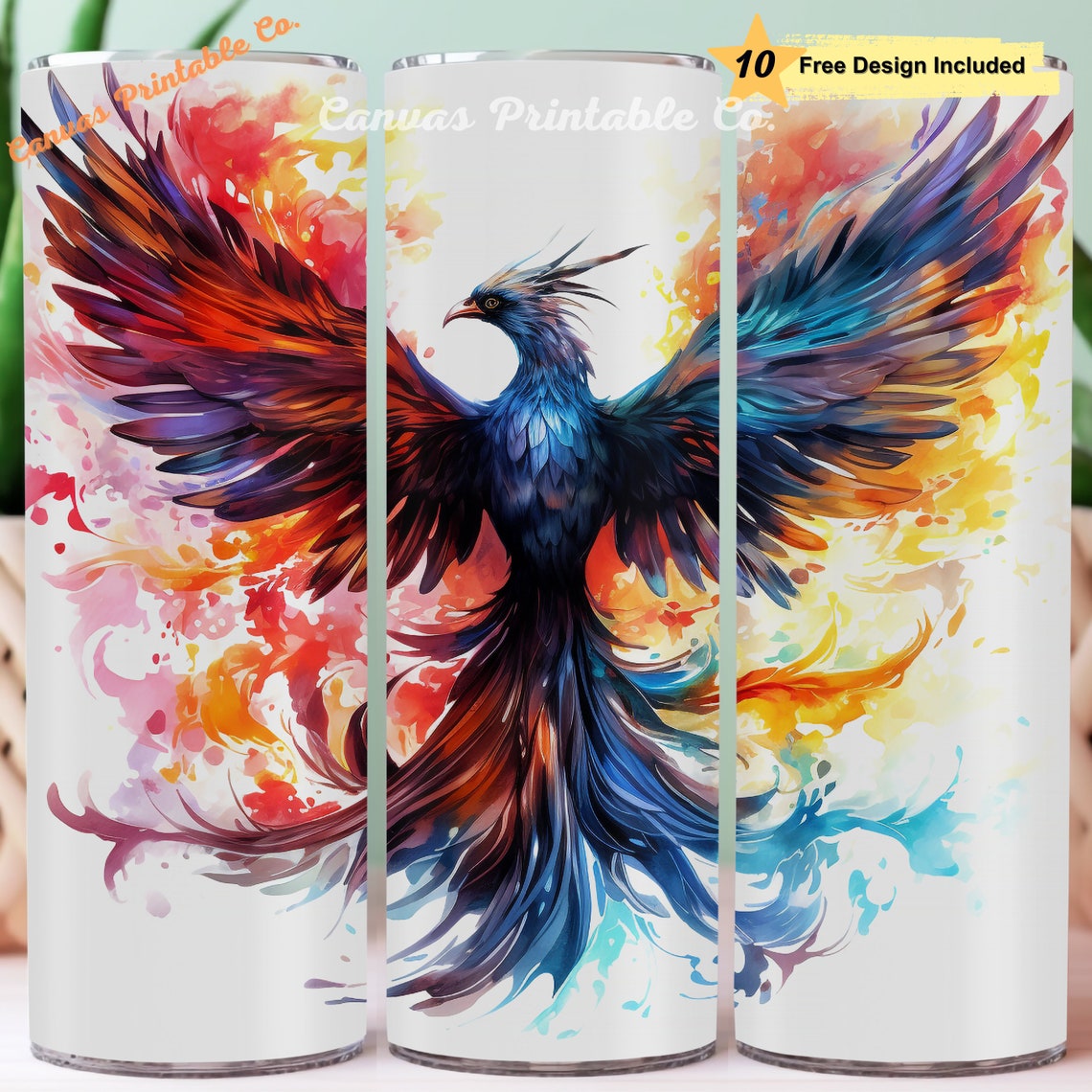 Rainbow Phoenix Tumbler Wrap Sublimation 20oz Skinny Straight Tumble ...