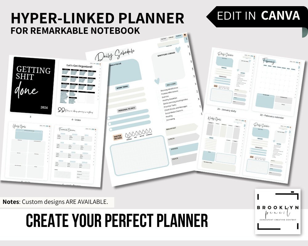 Simple HYPERLINKED PLANNER for Remarkable 1, Build Your Perfect Planner ...