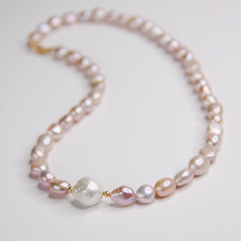 Pink Pearl Necklace - Etsy
