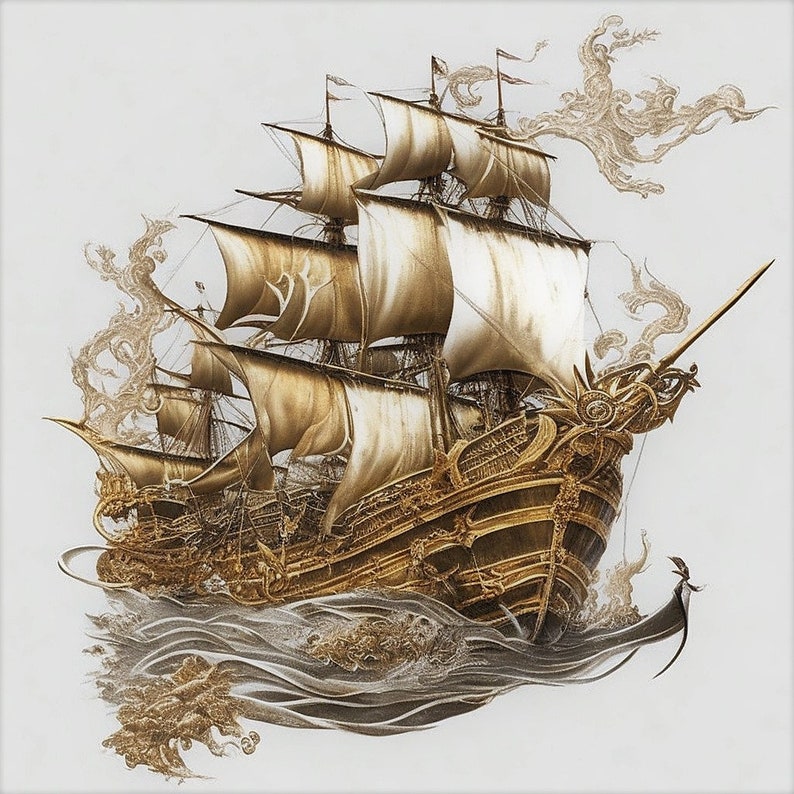 Sailing Through Time: A Set of Four Exquisite Ship Tattoo Designs ...