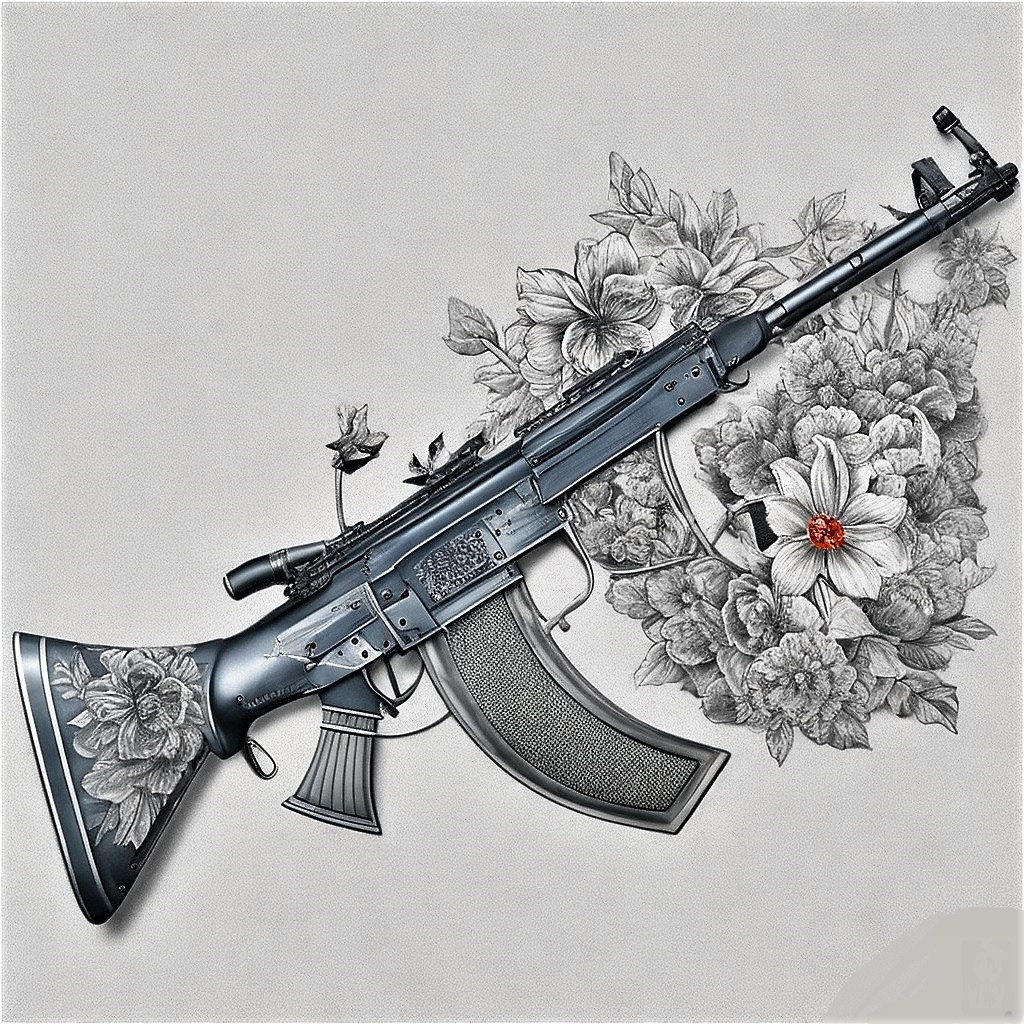 AK-47 Tattoo: A Dynamic Set of Four Tattoo Designs, Showcasing the ...