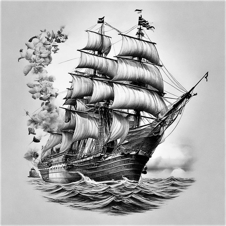 Sailing Through Time: A Set of Four Exquisite Ship Tattoo Designs ...
