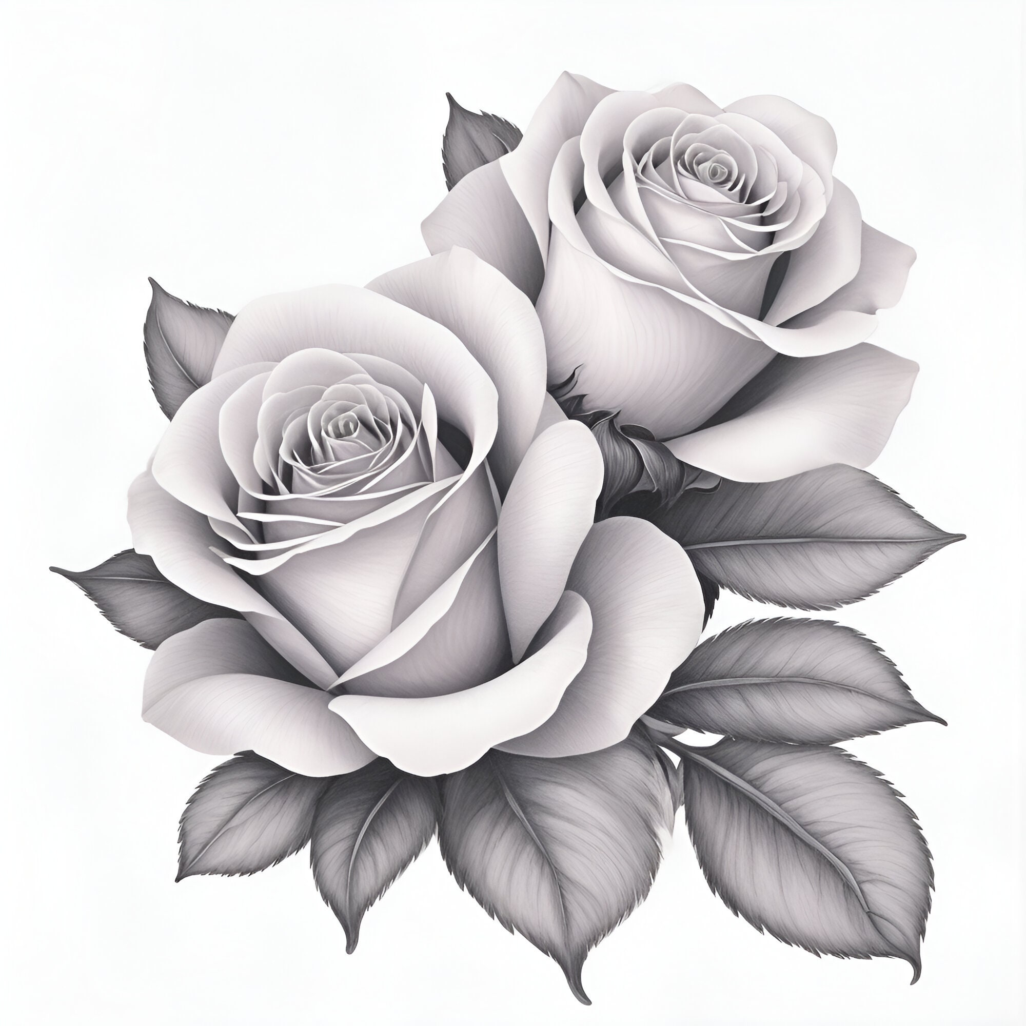 Blossoming Love: Romantic Rose Tattoo Design - Etsy