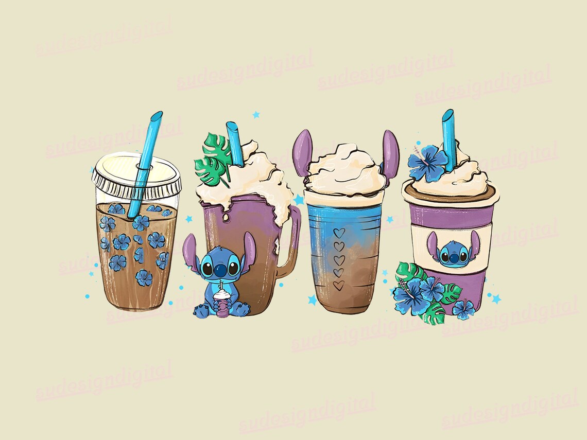 Stitch Coffee Cups Png Sublimation Design, Western Coffee Cups Png ...
