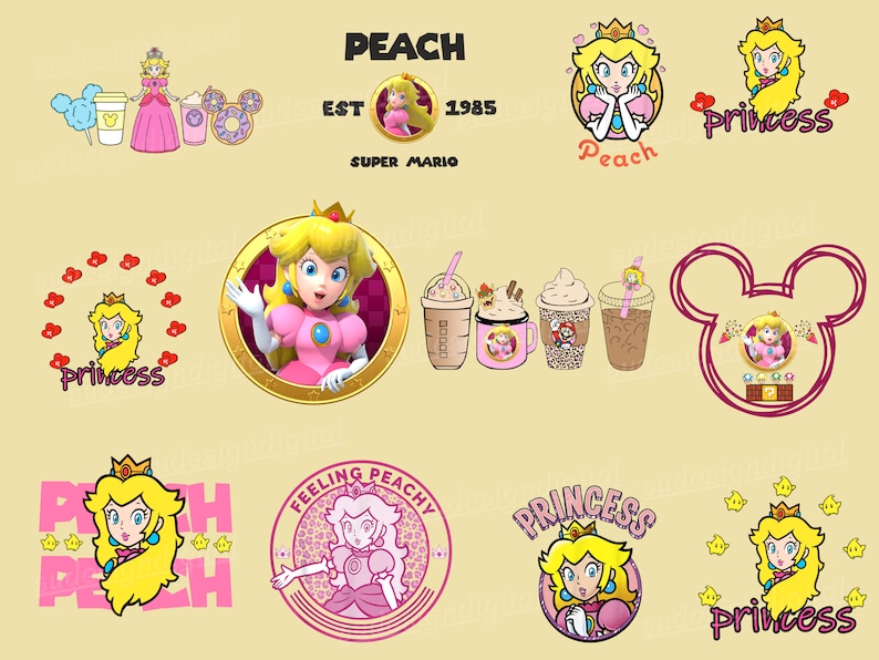 Princess Peach Png Bundle, Princess Peach, Super Mario Png Bundle ...