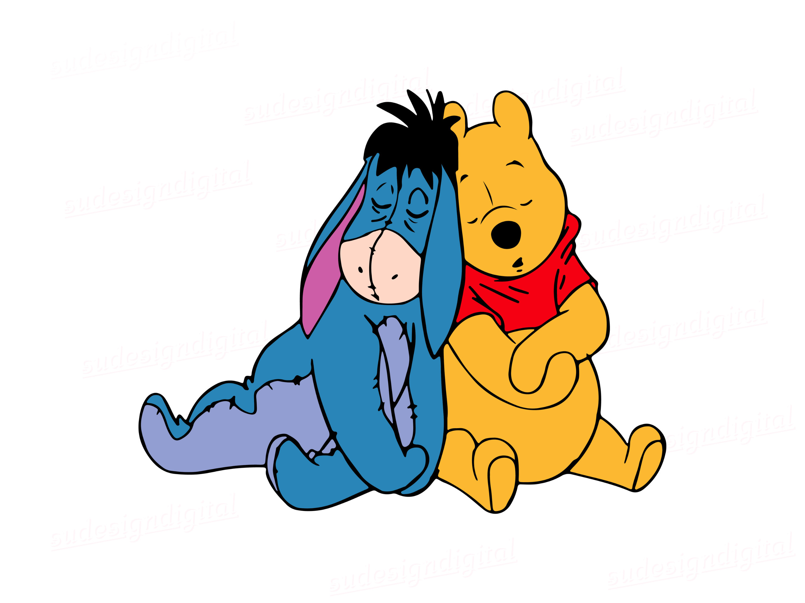 Winnie the Pooh Hugging Eeyore, Eeyore Png - Winnie the Pooh - PNG File ...