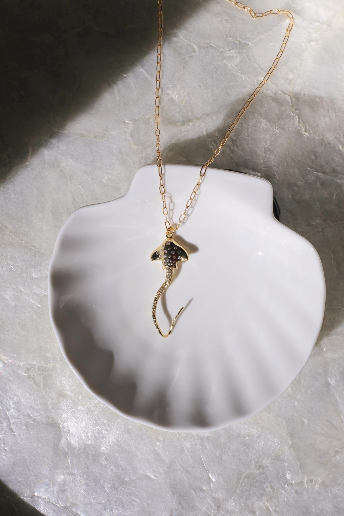 Luxe Coastal Spotted Eagle Ray Necklace, 14k Gold Filled, Stingray ...