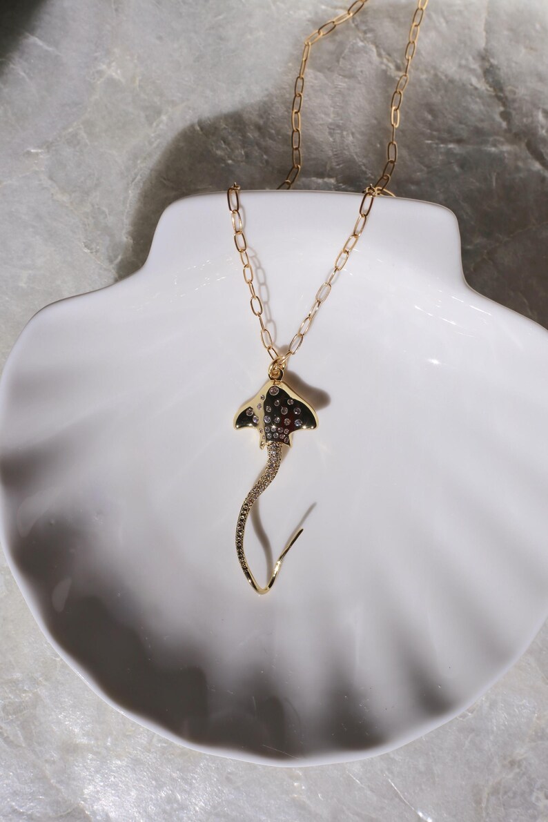 Luxe Coastal Spotted Eagle Ray Necklace, 14k Gold Filled, Stingray ...
