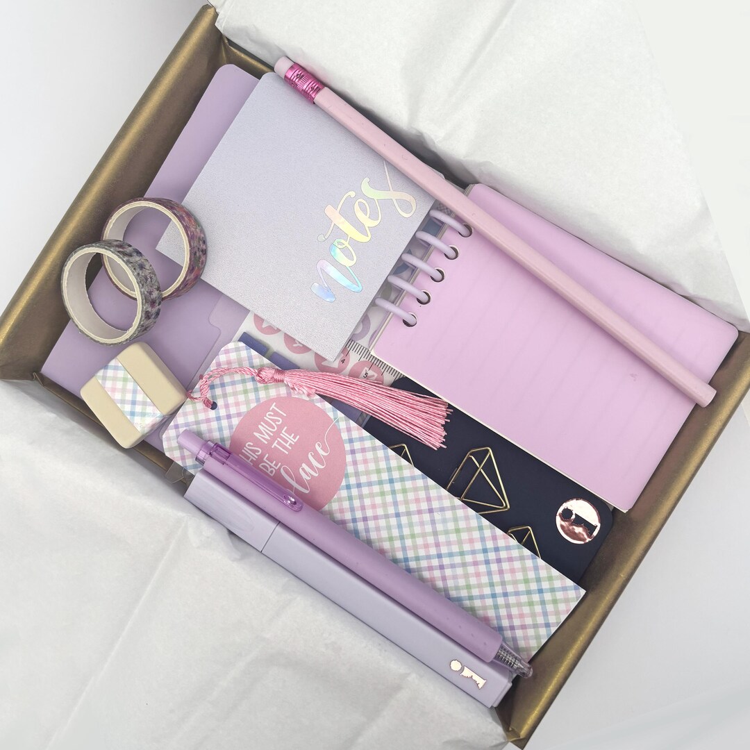 Stationery Gift Box Collated in Tones of Pastel Purple and Gold - Etsy