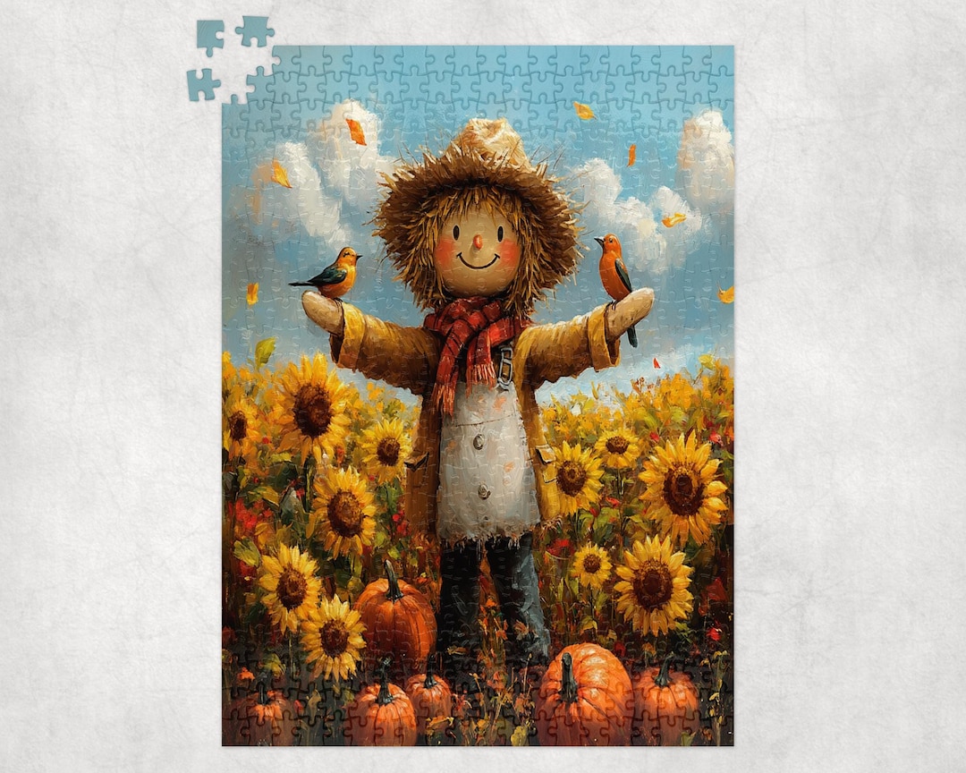 Cartoon Scarecrow Jigsaw Puzzle, Family Puzzle, Family Activity, Brain ...