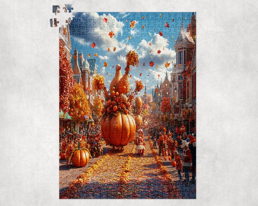 Thanksgiving Parade Jigsaw Puzzle, Small Town Floats Autumn Jigsaw ...