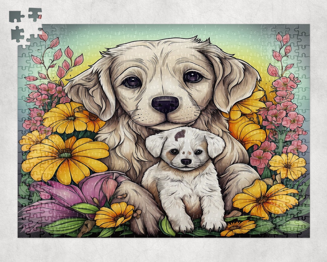 Puzzle With Dogs, Dog Jigsaw Puzzle, Chipboard Dog Funny Puzzle, Dog ...