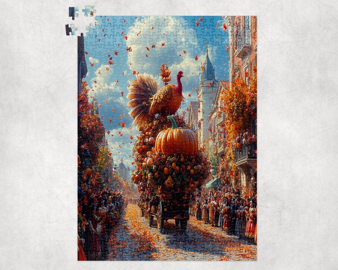 Thanksgiving Parade Jigsaw Puzzle, Small Town Floats Autumn Jigsaw ...
