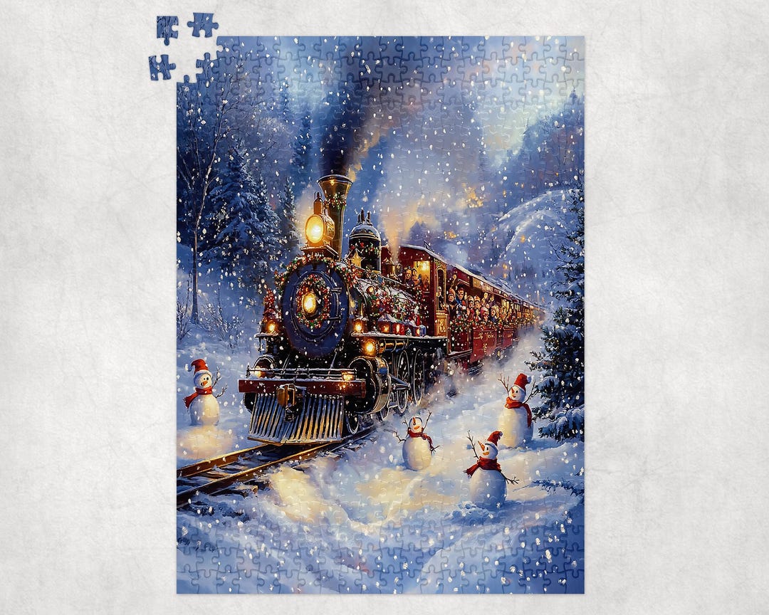 Christmas Train Jigsaw Puzzle, Festive Holiday Jigsaw for Kids and ...