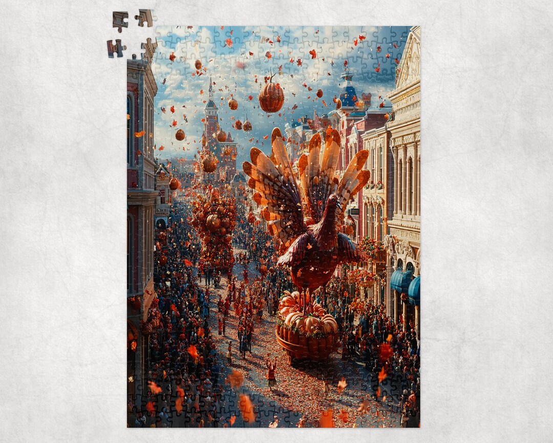 Thanksgiving Parade Jigsaw Puzzle, Small Town Floats Autumn Jigsaw ...