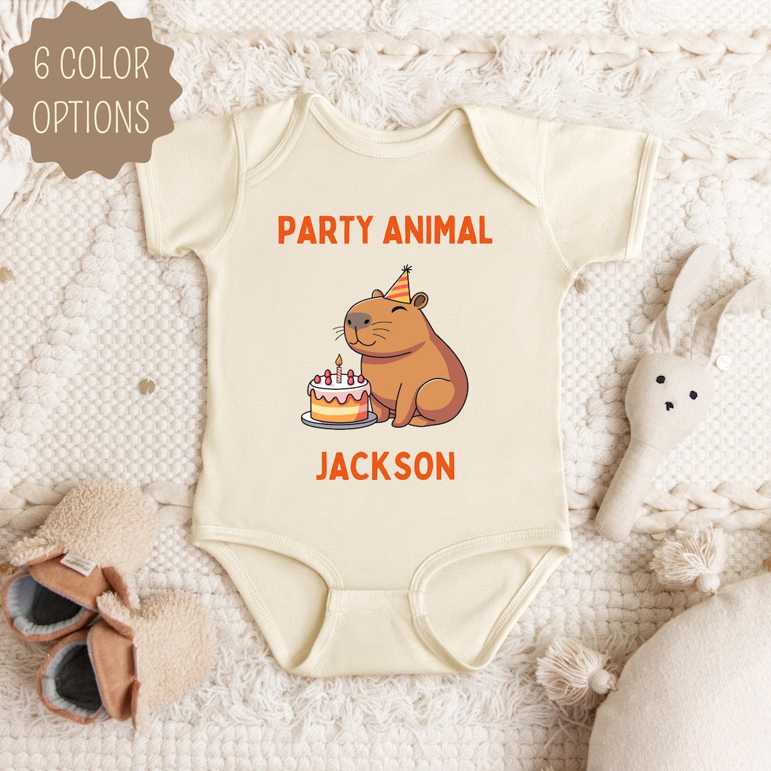 Party Animal Baby Onesie, Capybara Baby Onesie, Birthday Party Shirt ...